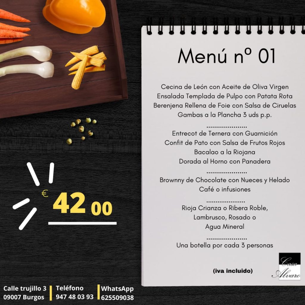 Menús casa Álvaro - Restaurante Casa Álvaro
